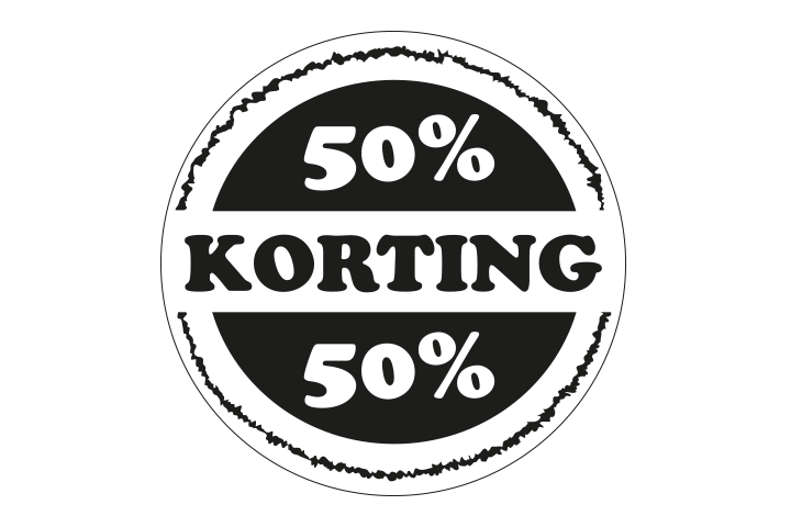 50% procent korting sticker