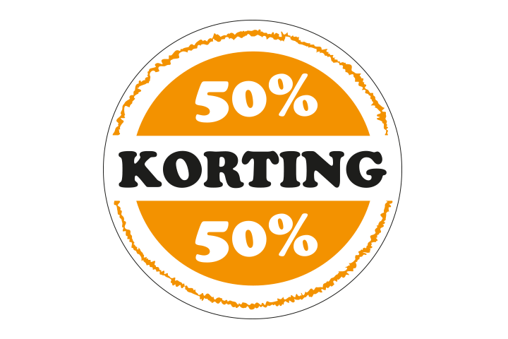 50% procent korting sticker
