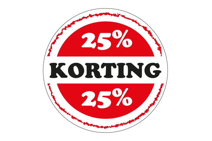 25% procent korting sticker