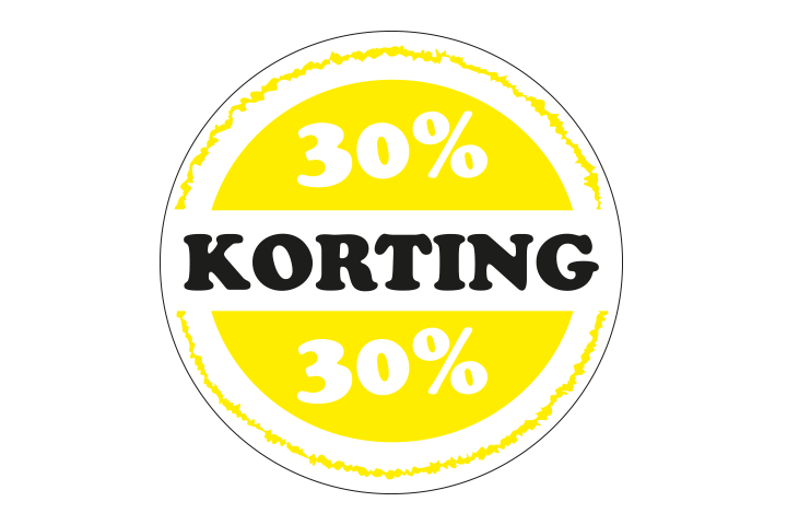 30% procent korting sticker