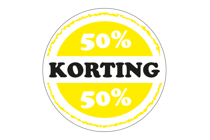 50% procent korting sticker