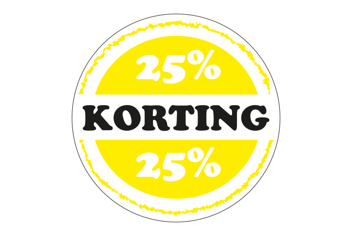 25% procent korting sticker