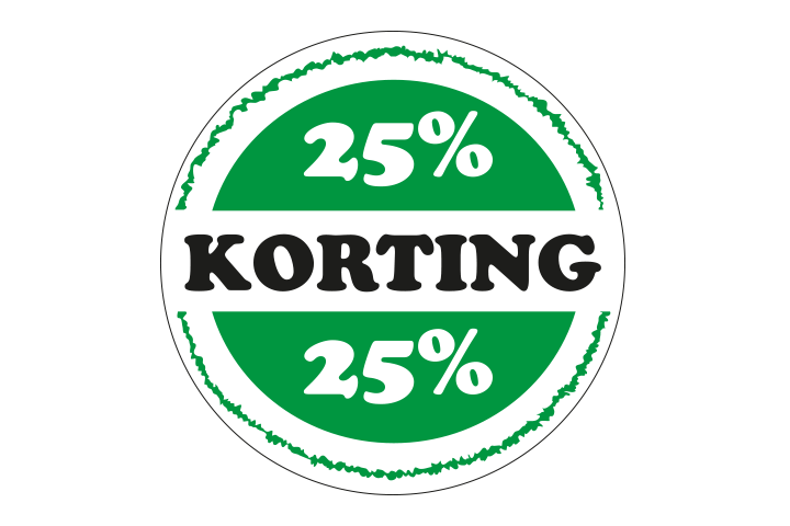 25% procent korting sticker