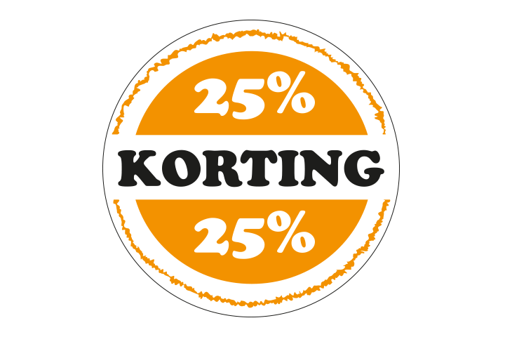 25% procent korting sticker