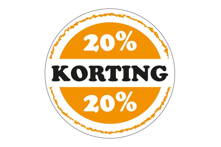 20% procent korting sticker